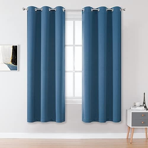 Denim Blue Curtains 63 Inch Length, 34 Inch Wide Narrow Curtains for ...
