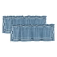 Denim Blue Farmhouse 2 Panels Kitchen Valance, Linen Texture Geometric ...