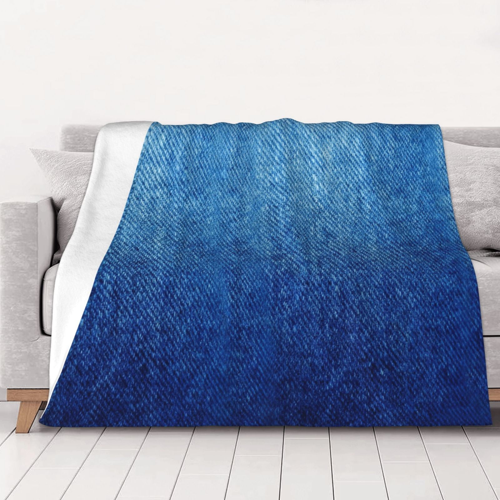 Denim Blue Throw Blanket Warm Camping Outdoor Light Weight Cozy Blanket ...