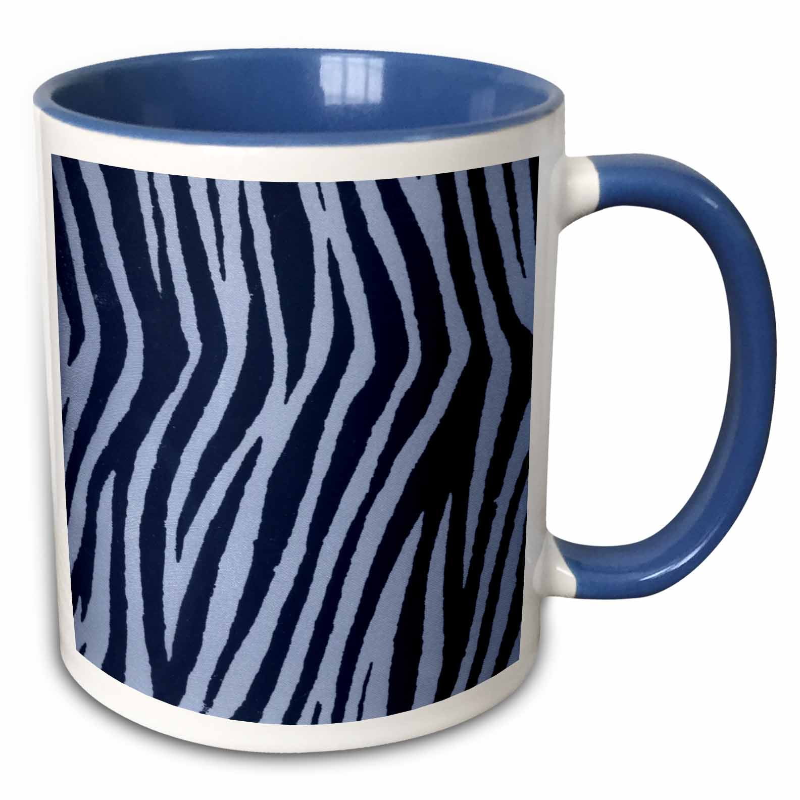3drose, Denim Blue Zebra Print - Wild Animals - Art, 11oz Two-tone Blue ...