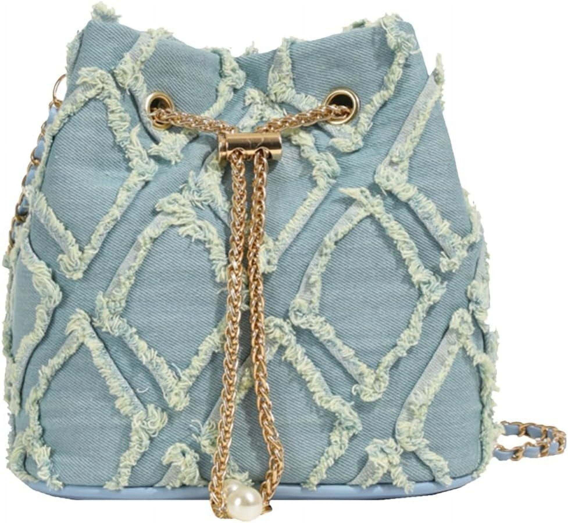 Denim Bucket Bag Pattern Women Crossbody Bag Drawstring Shoulder Bag ...