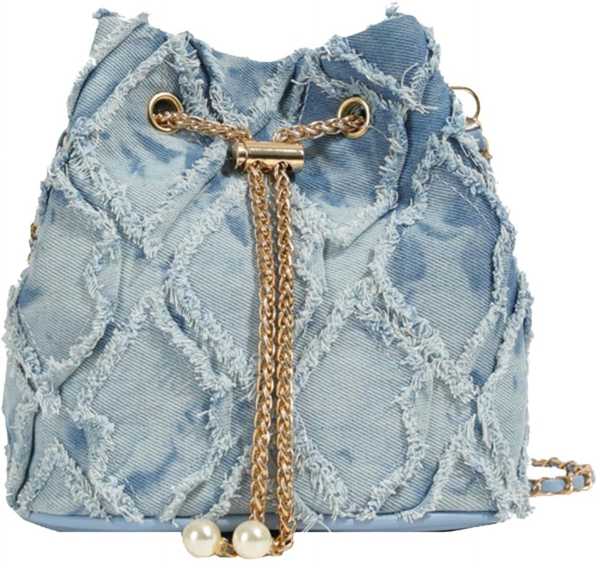 Denim Bucket Bag Pattern Women Crossbody Bag Drawstring Shoulder Bag ...
