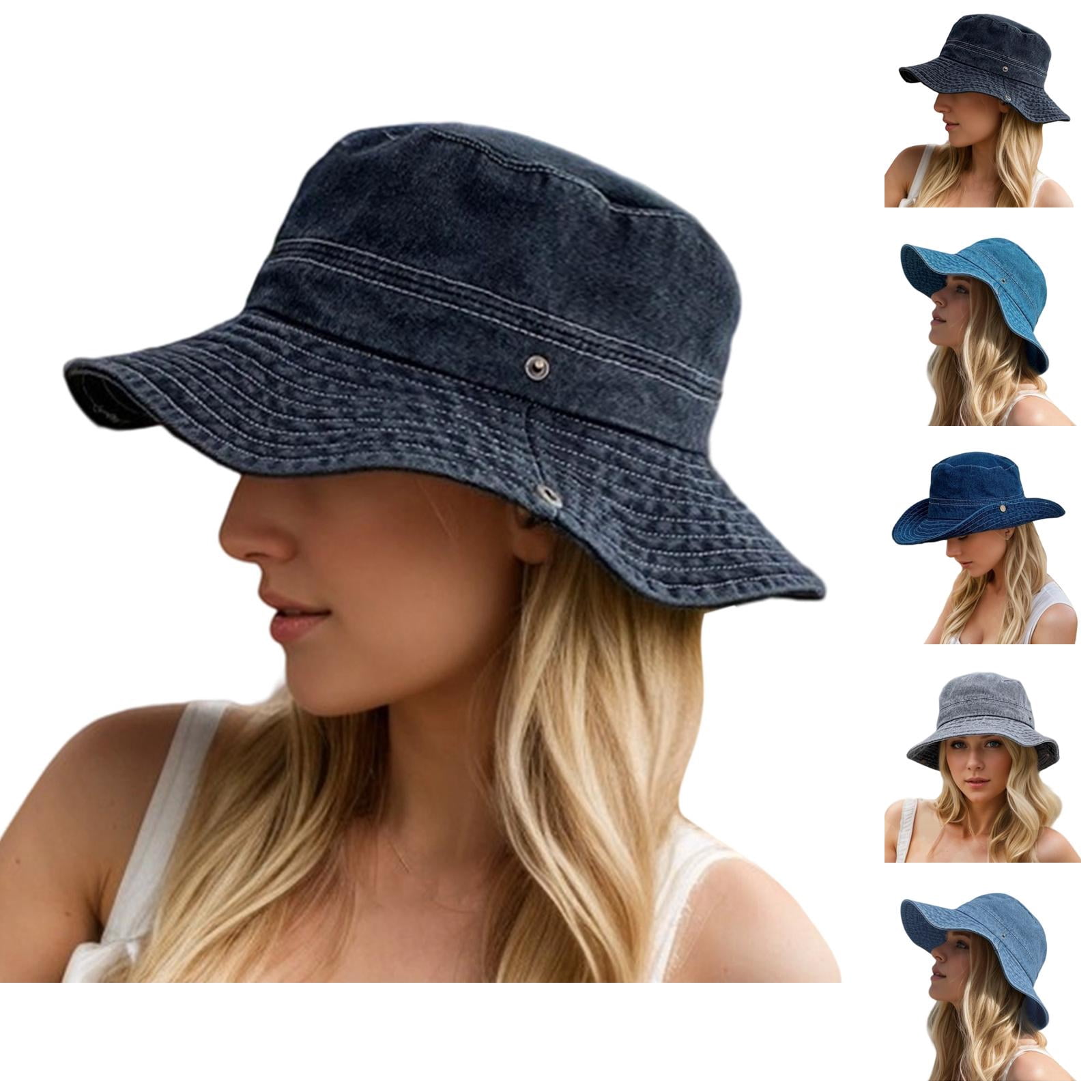 Denim Bucket Hats for Women – Foldable UV Protection Sun Hat, Wide Brim ...