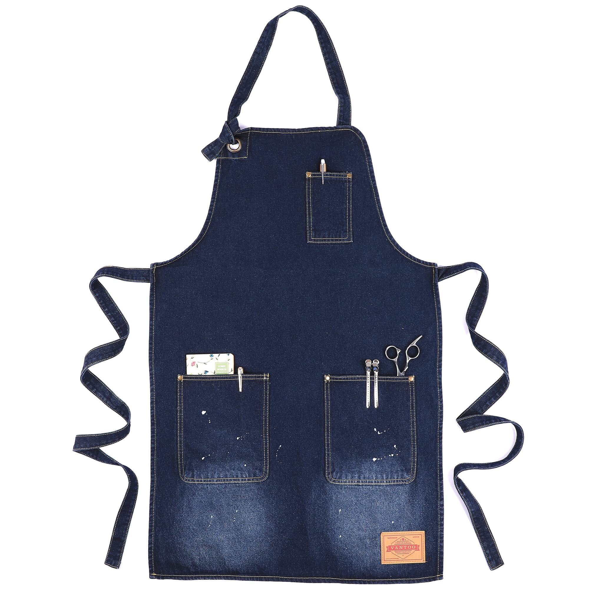 Denim Chef Apron For Women With Pockets, Jean Waitress Server Kitchen ...