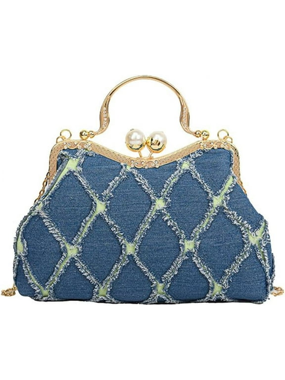 Coofit Women's Rhinestone Denim Handbags with Cross Style Shoulder ...