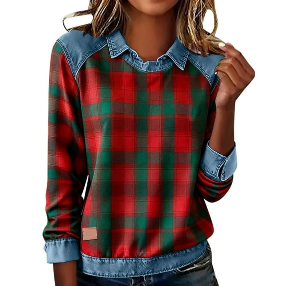 Denim Collared SweaterJean Sweater Denim Shirts For Women Western ...