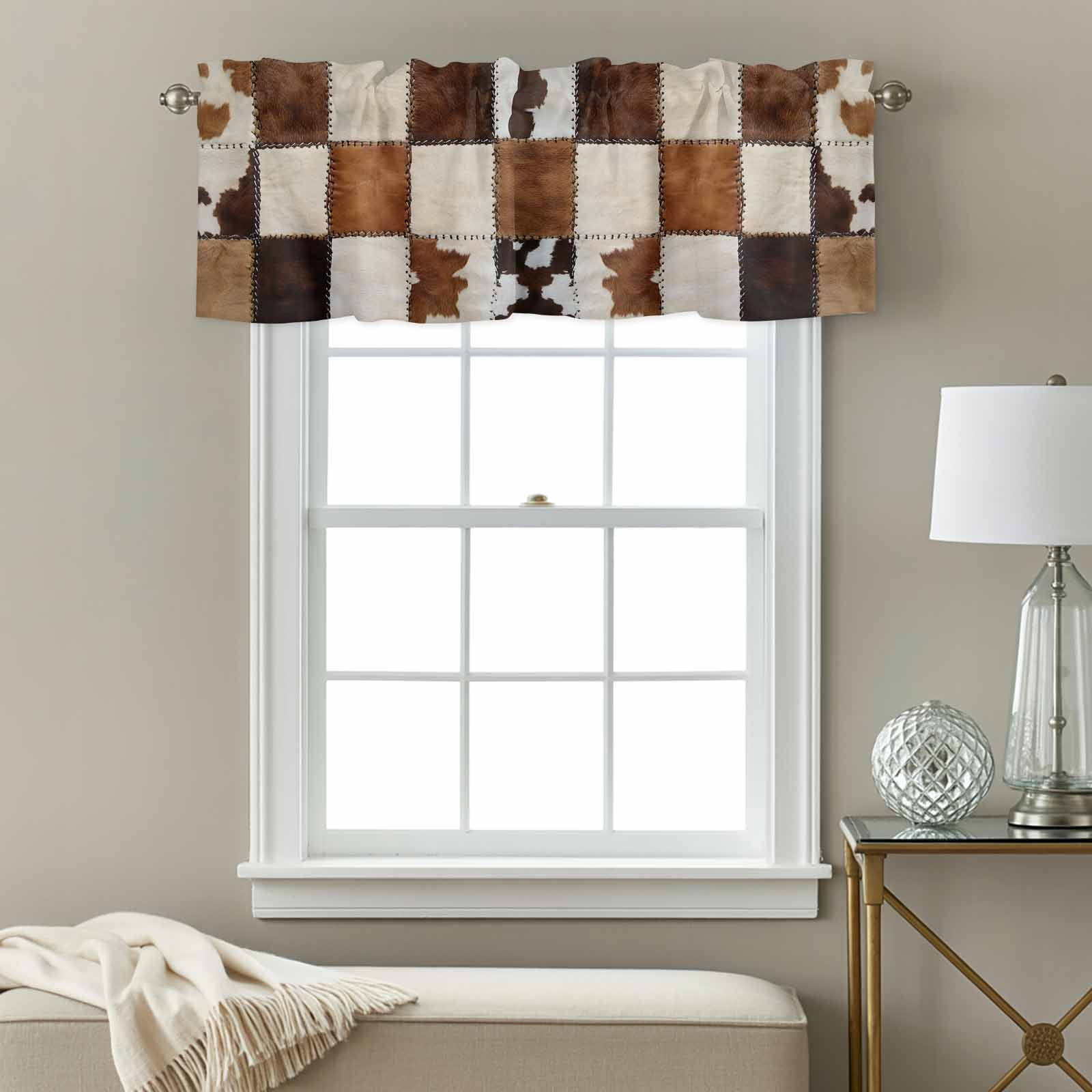 Denim Cow Window Valance for Kitchen, Western Cowboy Rod Pocket Short ...