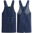 Denim Cross Back Apron for Adults, Adjustable Straps with Large Pocket ...