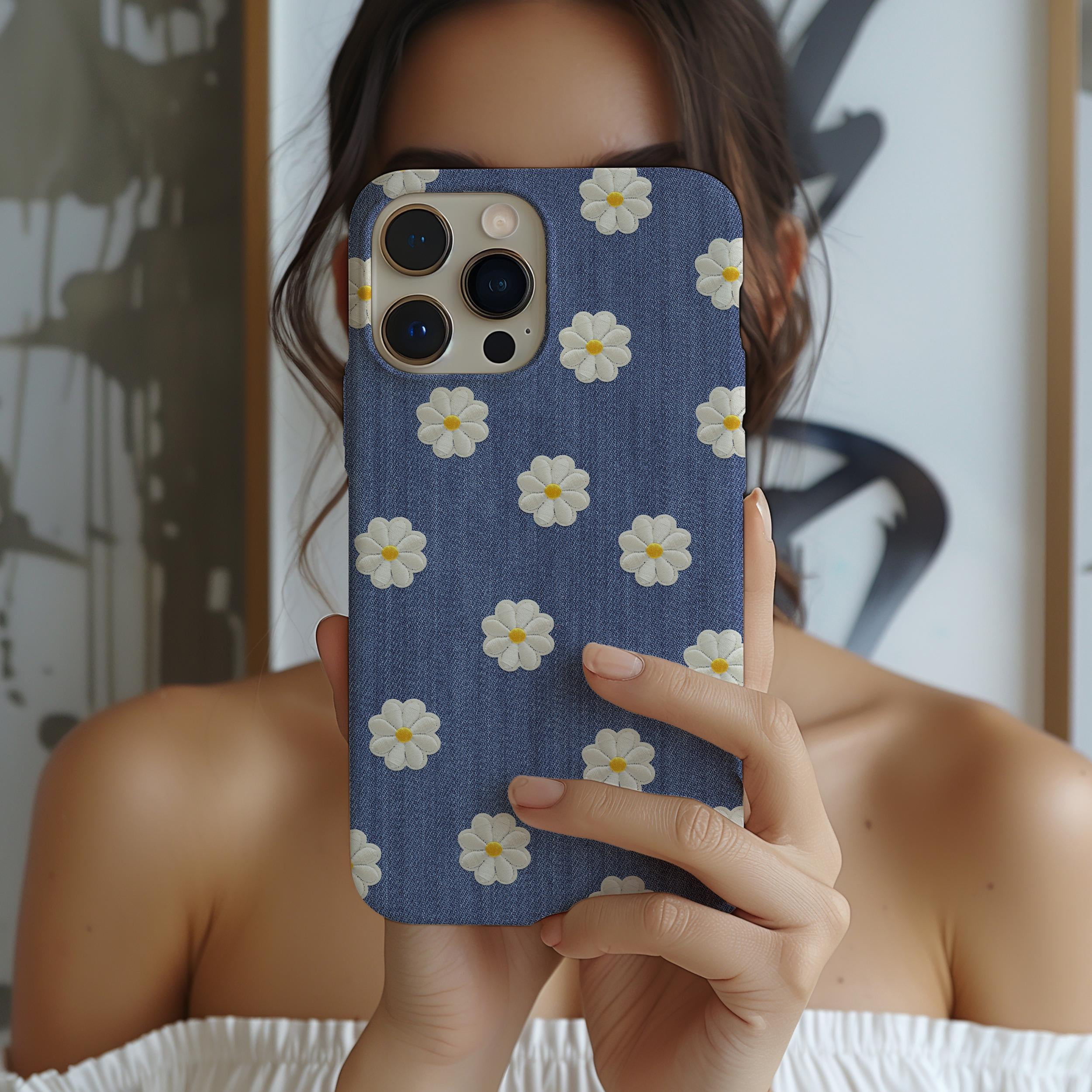 Denim Daisy Floral Case With Sweet Faux Denim Cottagecore Vibe for ...