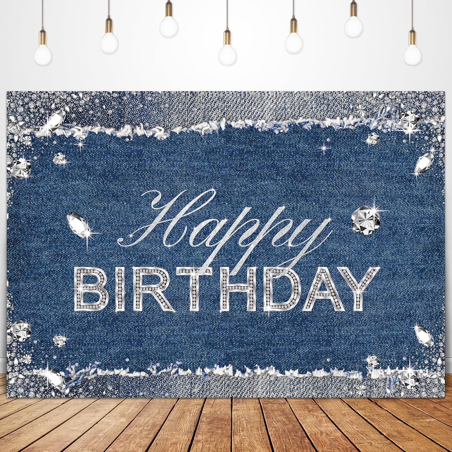 Denim Diamonds Birthday Backdrop Sparkle Shining Blue Modern Luxury ...