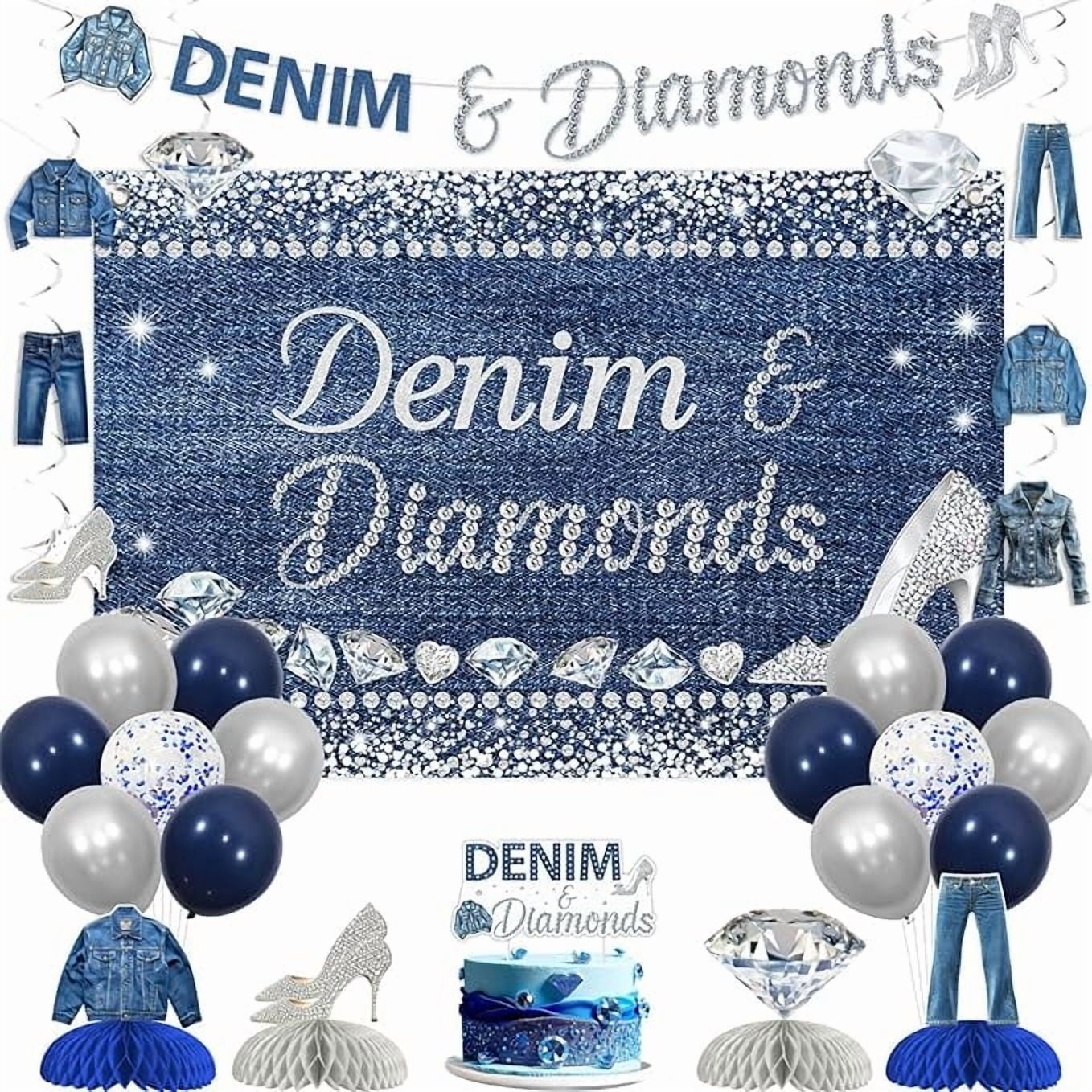 Denim and Diamonds Party Decoration, Denim and Diamonds Backdrop Banner ...