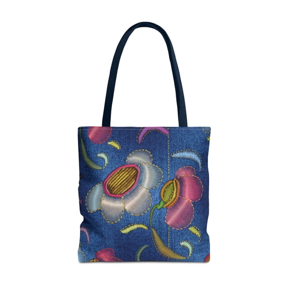 Denim Fabric Imitation Print Unisex Canvas Bag Poly Spun 3 Sizes Tote ...