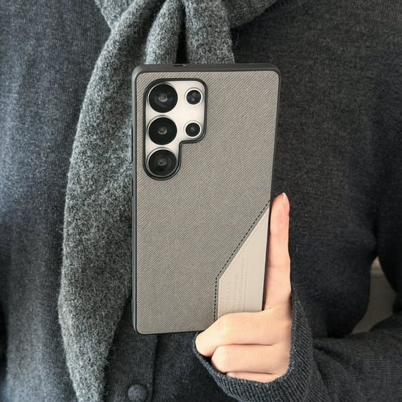 Denim Fabric Patchwork Faux Leather Case for Samsung Galaxy S25 ...