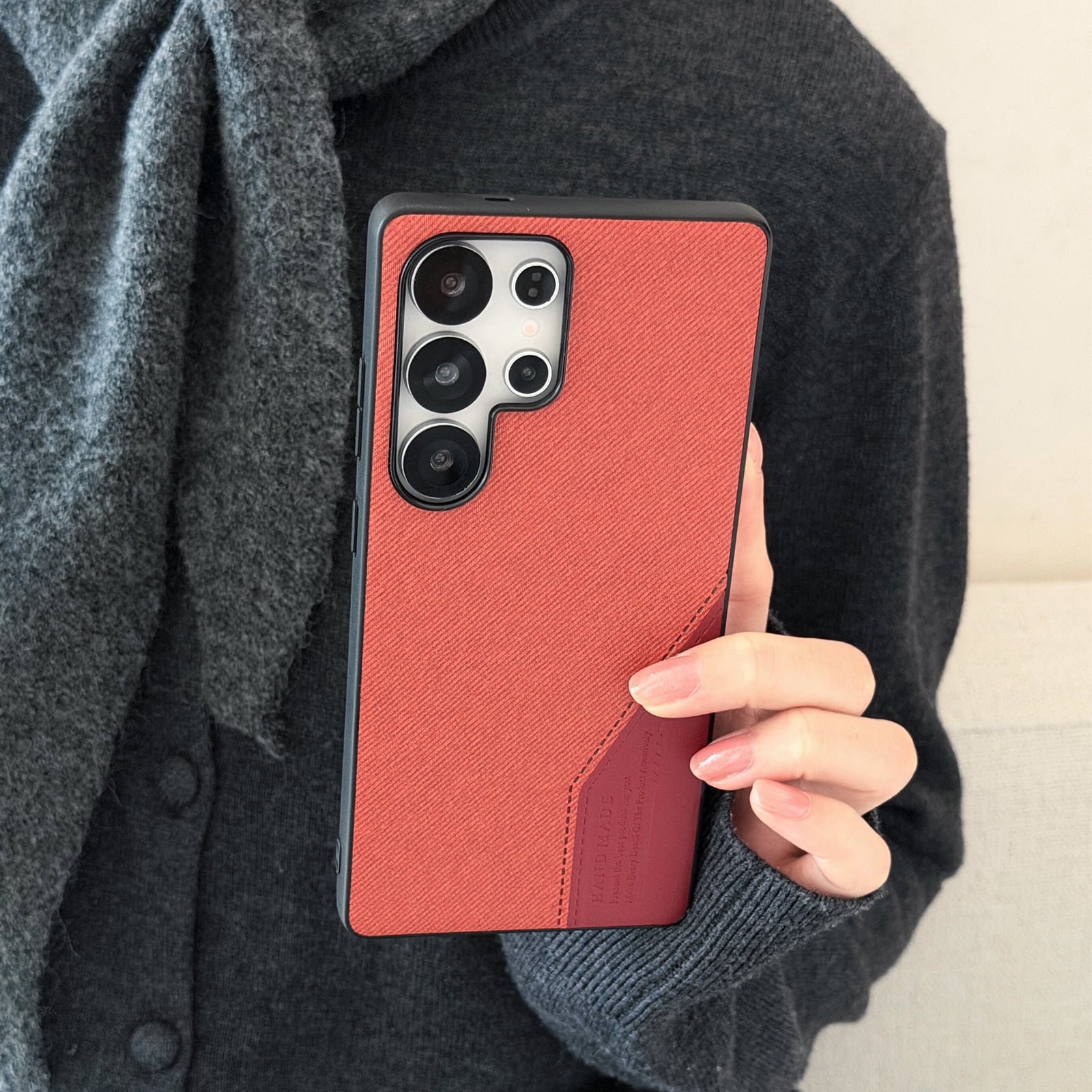 Denim Fabric Patchwork Faux Leather Case for Samsung Galaxy S25 Edge ...