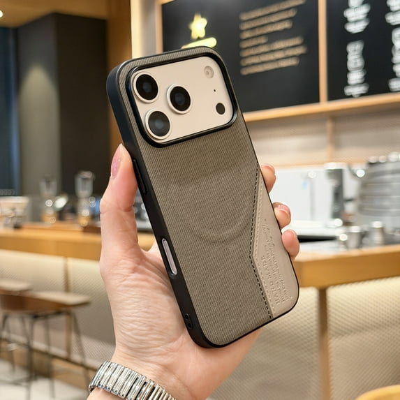 Denim Fabric Patchwork Faux Leather Case for iPhone 16 Pro Compatible ...