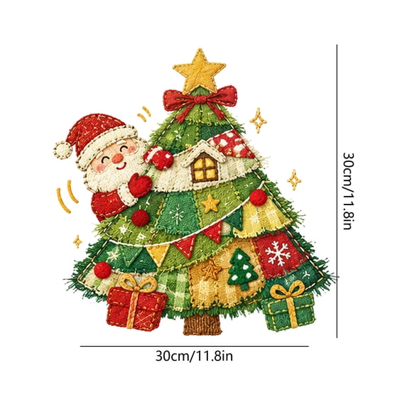 Denim Fabric Textured Christmas Window Clings, Removable No Glue PVC ...