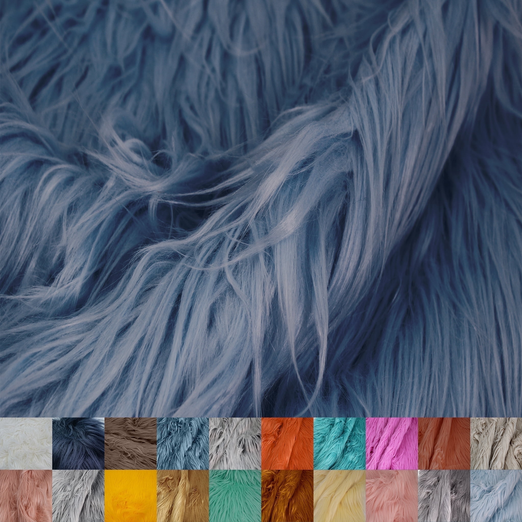 Denim Faux Fur Fabric Long Pile Mongolian, DIY Projects by the Yard ...