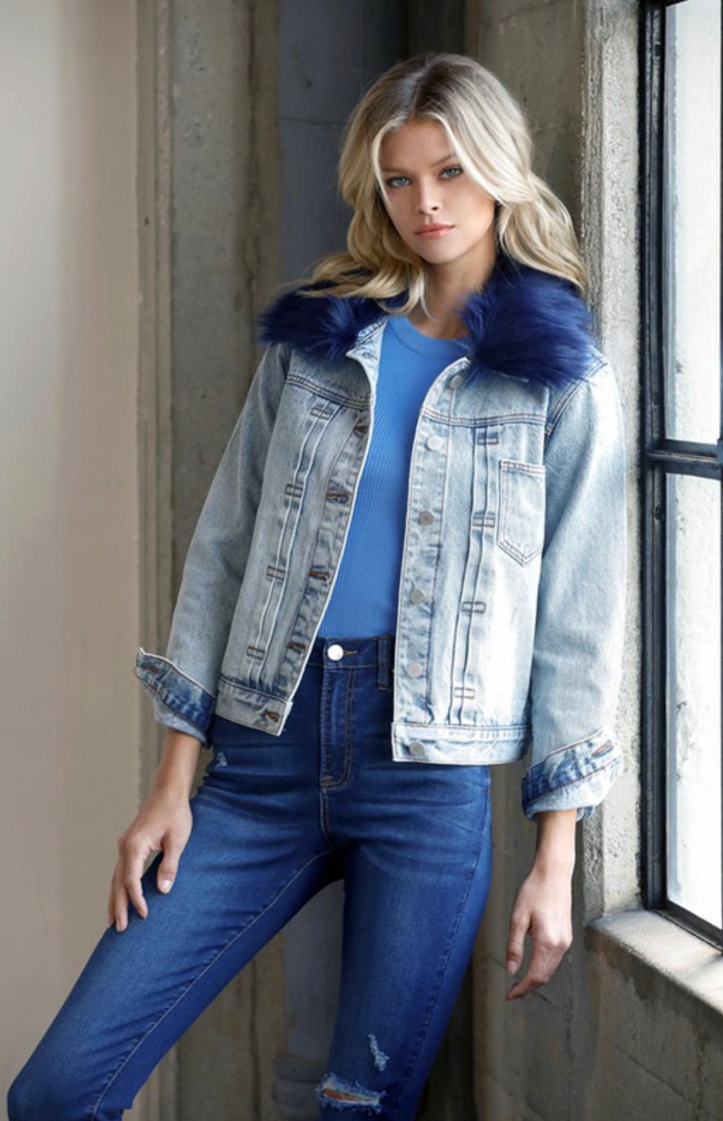 Denim Fur Jacket - Walmart.com