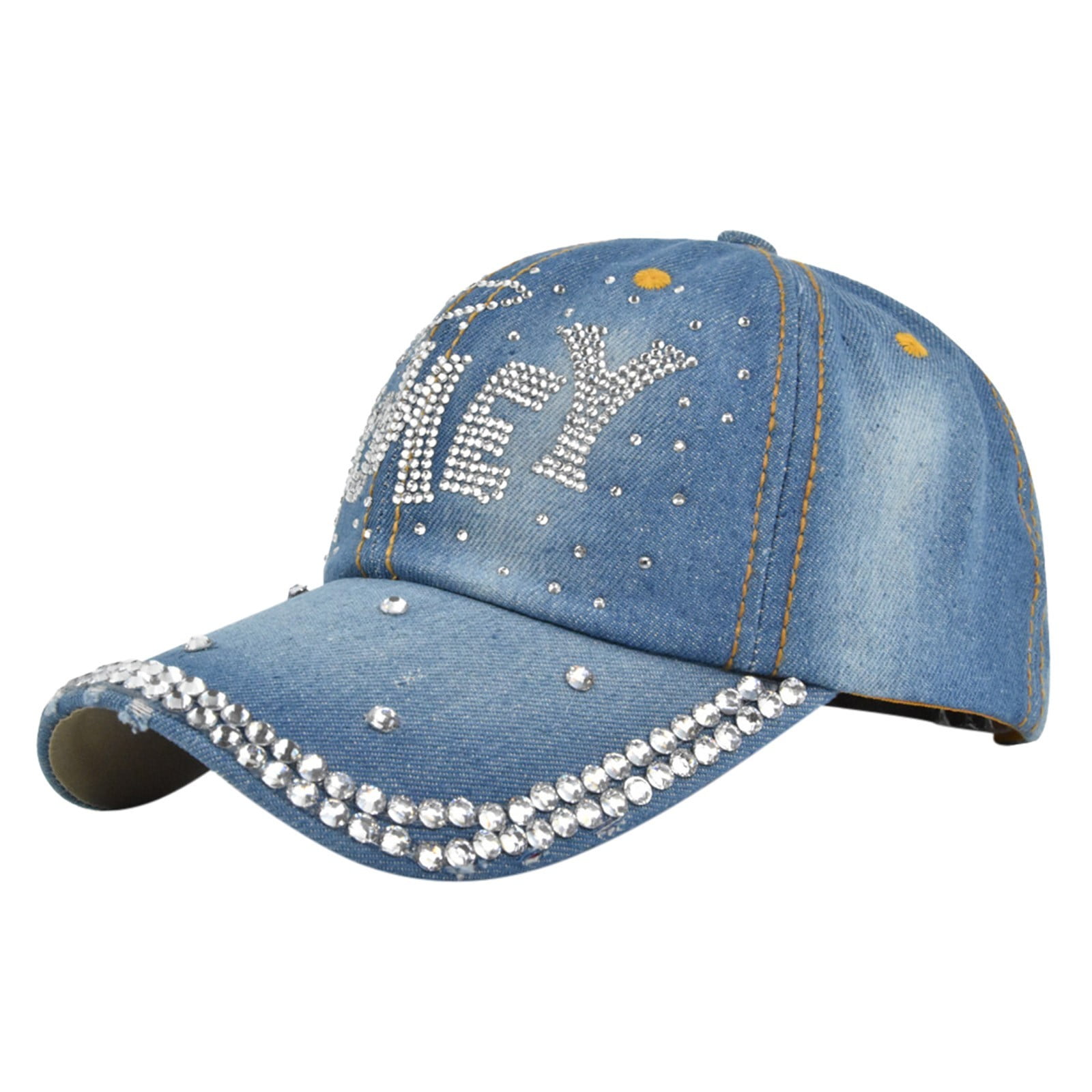 Denim Hat, Yigetop Fashion Rhinestone Denim Baseball Cap Studded Bling ...