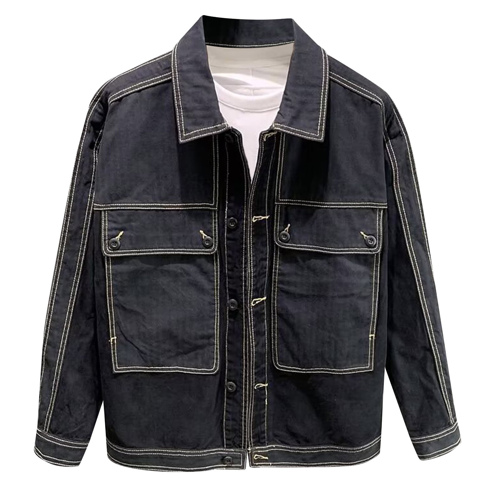 Denim Jacket Men Slim Fit Qiggri Men's Denim Jacket for Autumn Winter ...