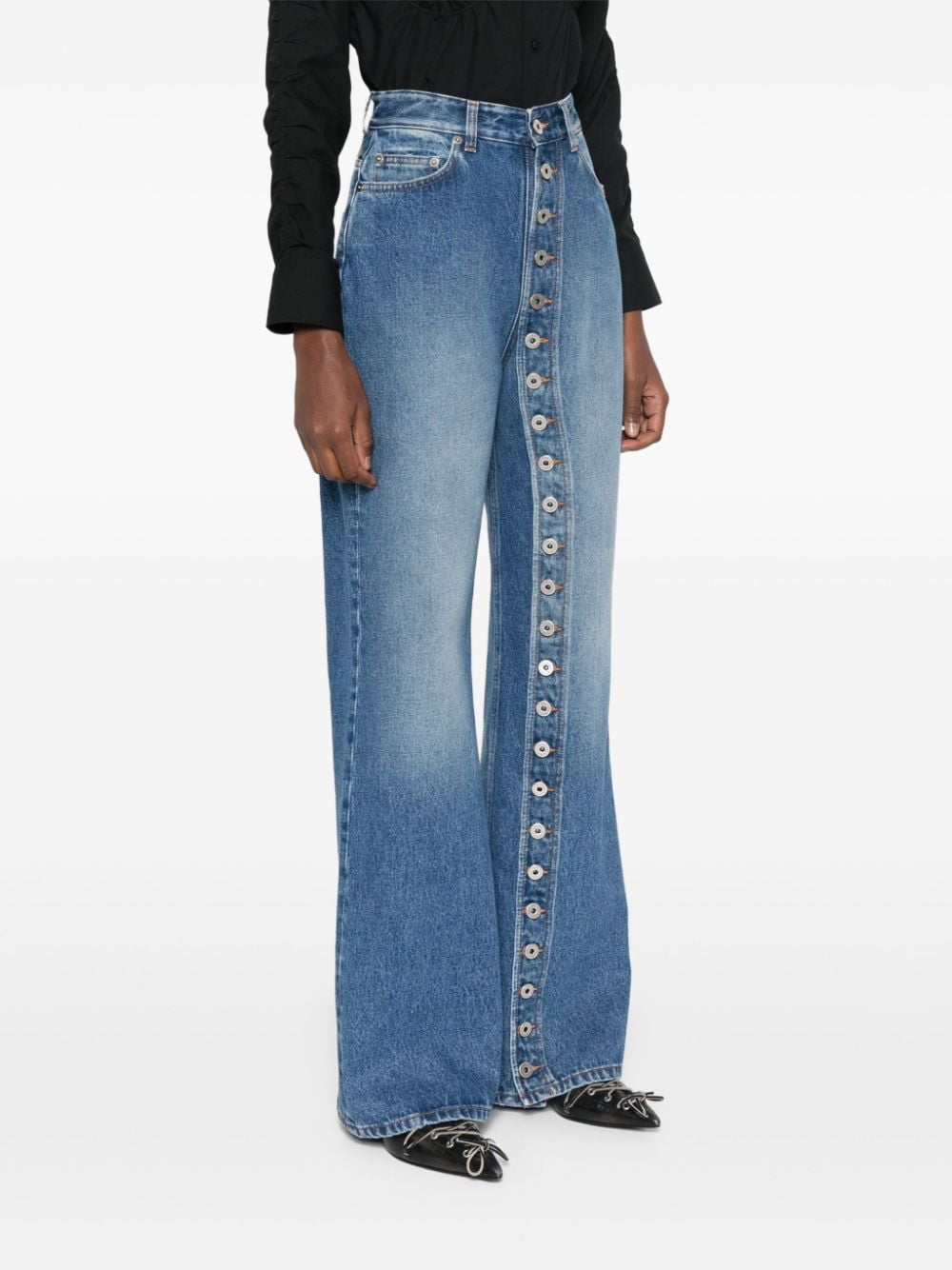 Denim Jean with One Leg Buttons Detail (S, Blue) - Walmart.com