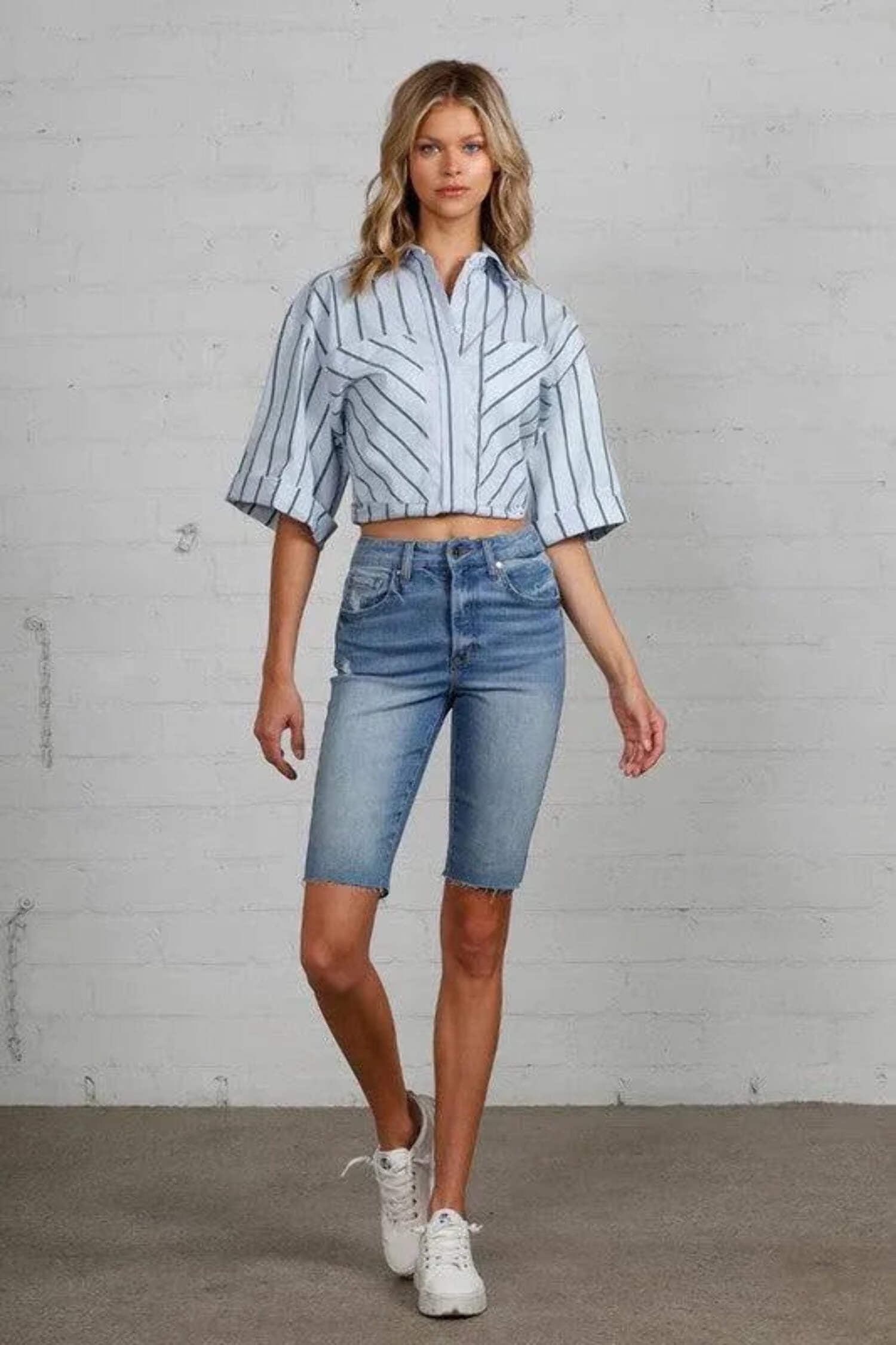 Denim Lab High Rise Denim Bike Shorts - Walmart.com