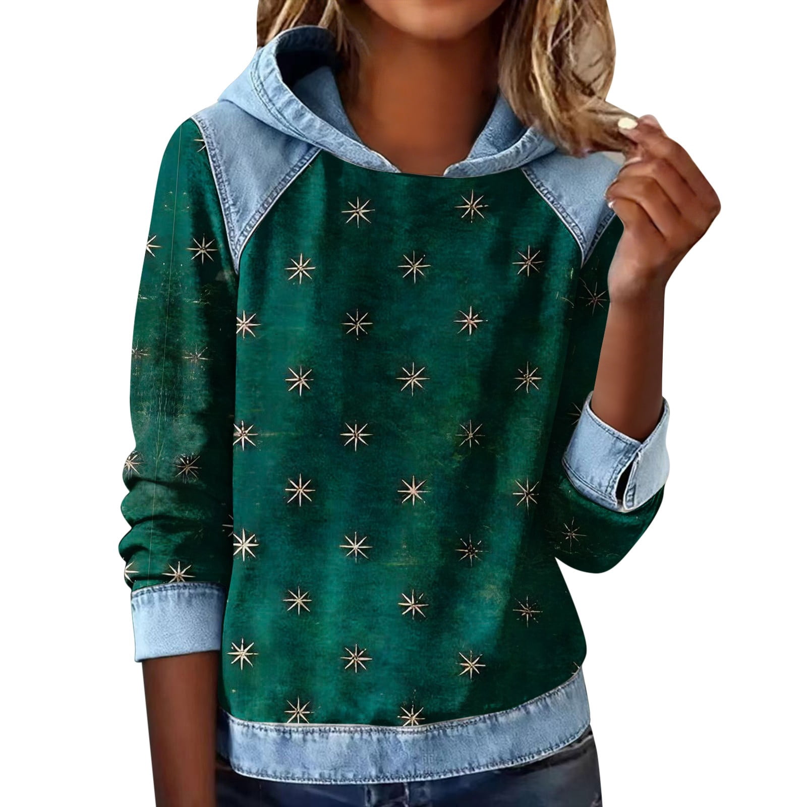 Denim Long Sleeve Top, Denim Jacket Shirts Tunic Tops Casual Dress ...