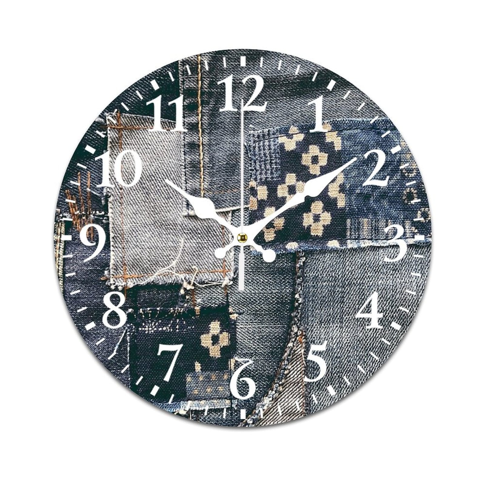 Denim Patchwork Wall Clock Modern Design Clocks Wall Hanging Home ...