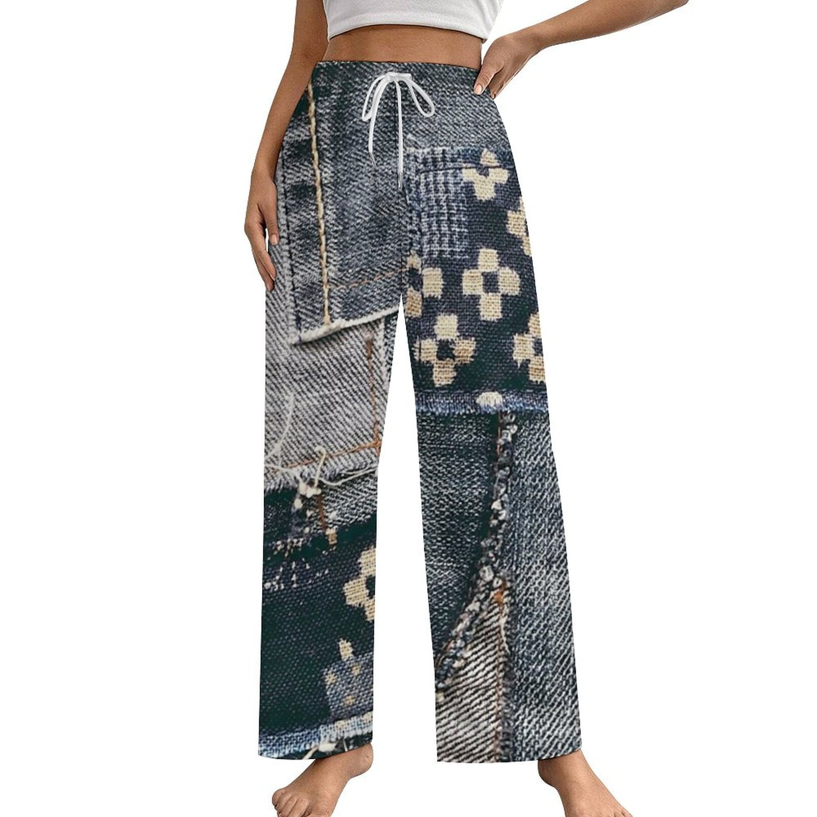 Denim Patchwork Women's Pajamas Pajama Pants Women's Sleepwear Lounge ...