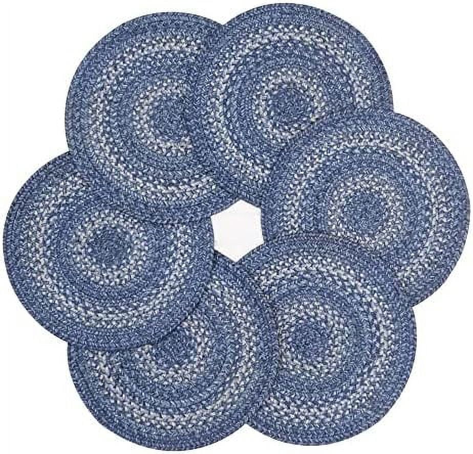 Denim Premium Jute Braided Trivet 15" (Set Of 6) Round Blue, Navy ...
