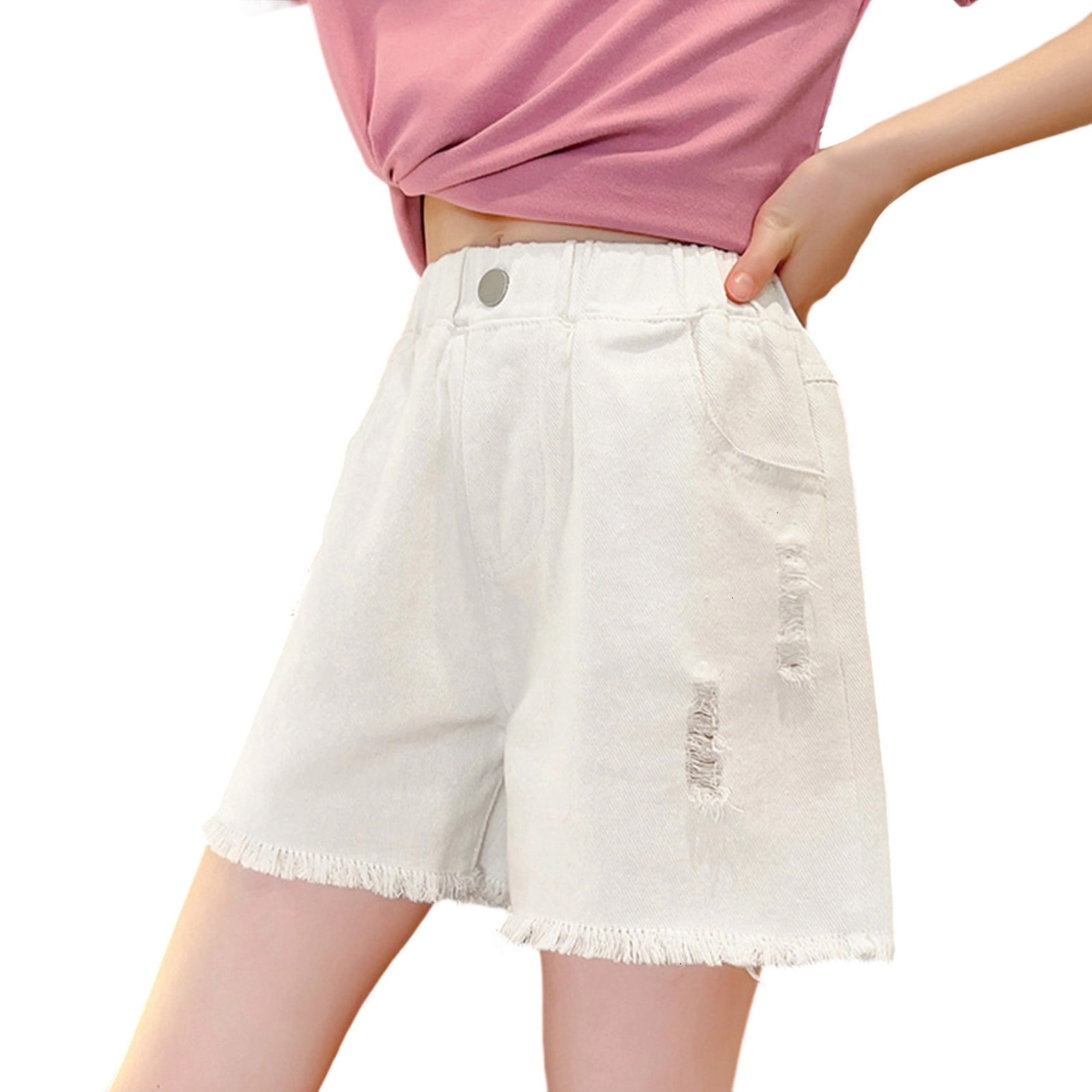 Denim Shorts Ripped High Waist Straight Leg Cartwheel Girls Summer ...