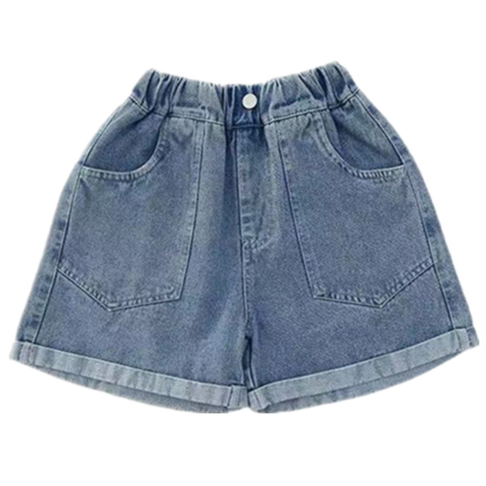 Denim Shorts for Girls High Waist Straight Leg Sports Pants Girl Summer ...