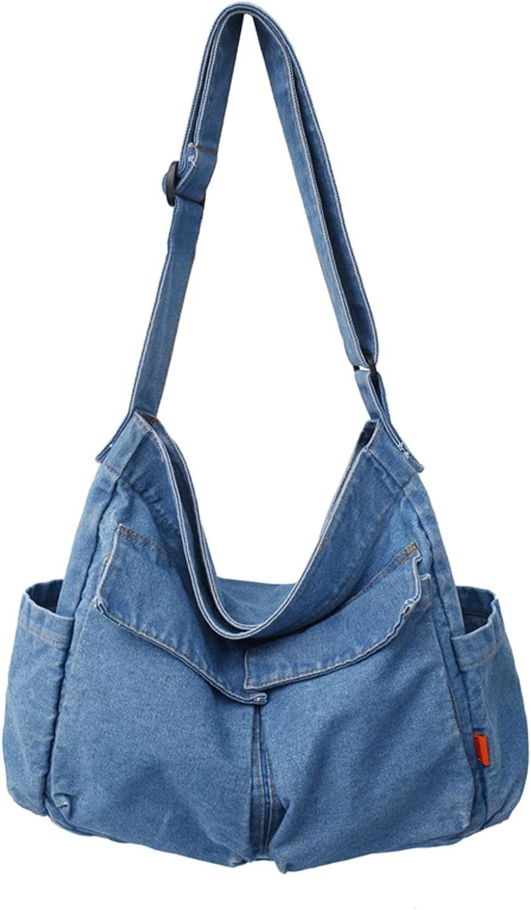 Denim Shoulder Bag Canvas Messenger Bag for Women Men Tote Bag Casual ...