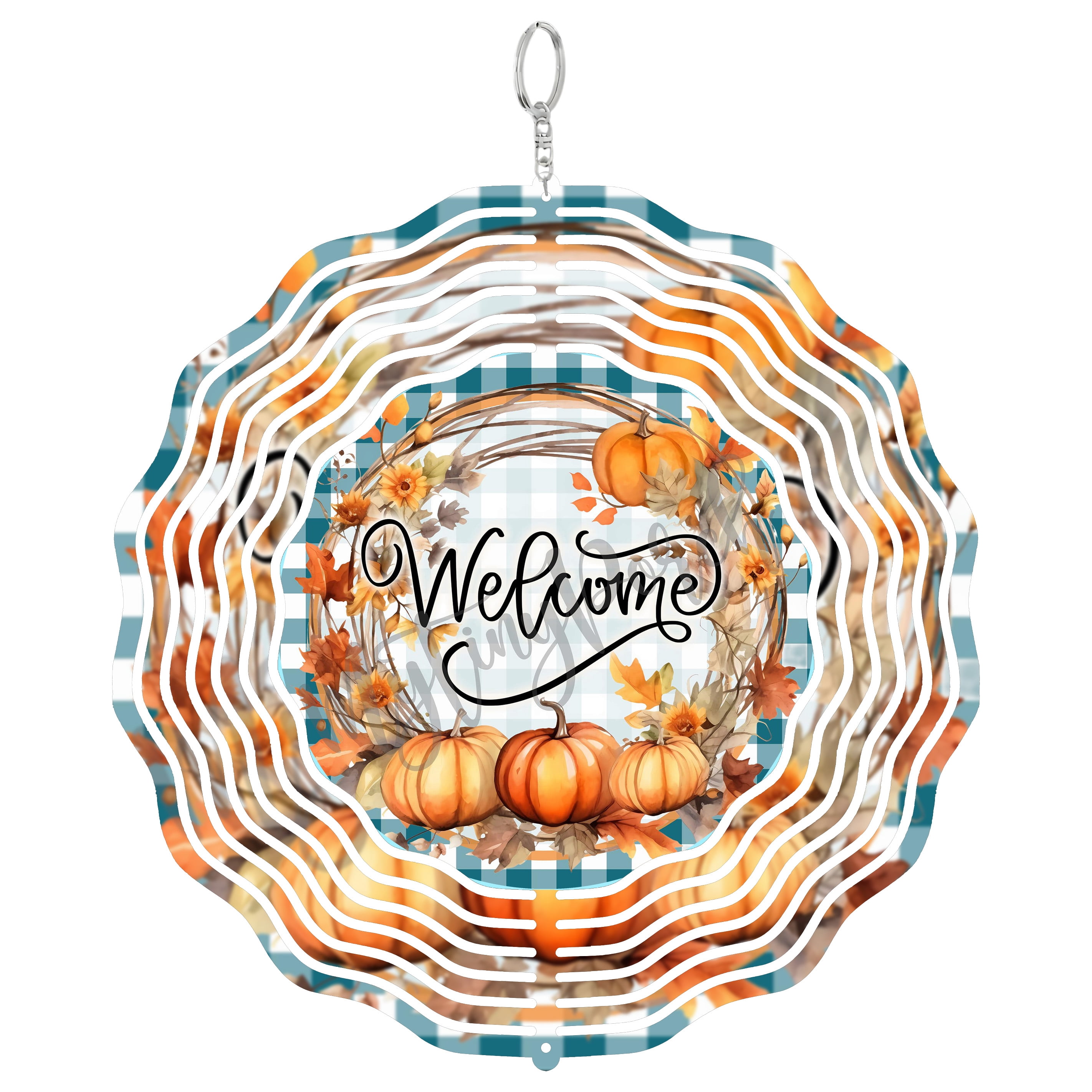 Denim Texture Pumpkin Blue 3D Wind Spinner, Country Western Fall Decor ...