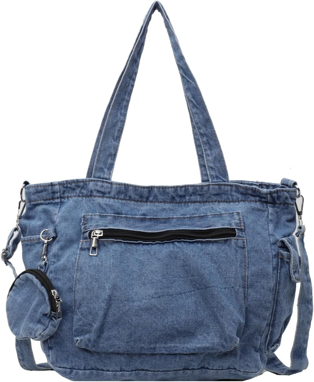 Denim Tote Bag, Large Capacity Jean Purses for Women Denim Crossbody ...