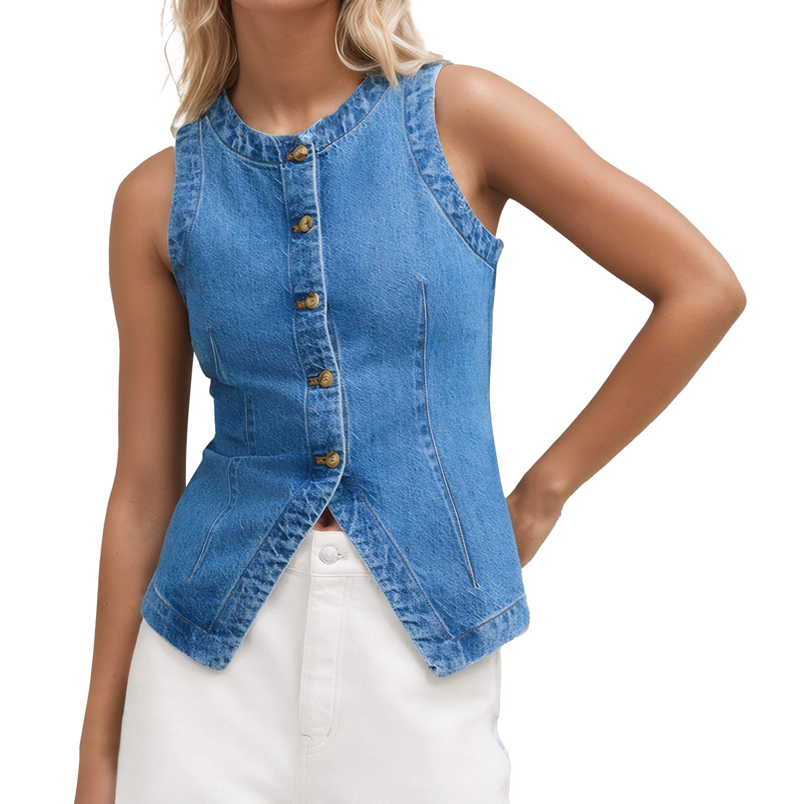 Denim Vest Women, Yigetop Women's Tops Summer 2025 Denim Vest Jacket ...