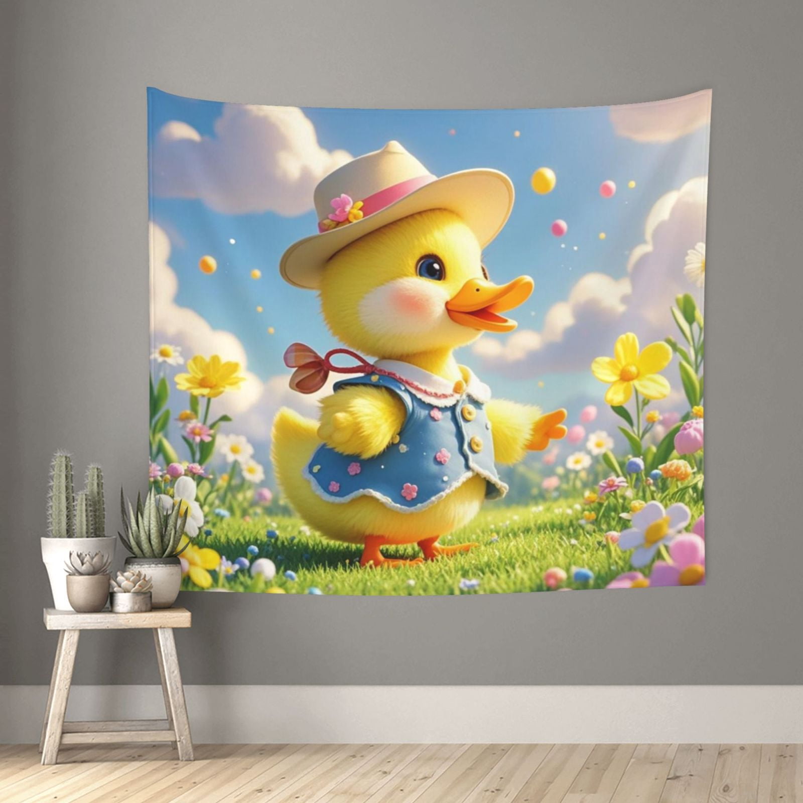 Denim Wall Hanging Mystery Tapestry,Little Yellow Duck Wall Art And ...