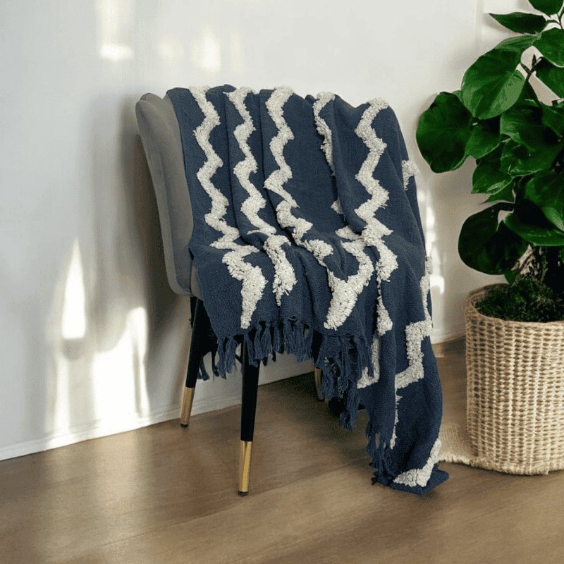 Denim Zigzag Tufted Sofa Throw by Lushlyf - Walmart.com