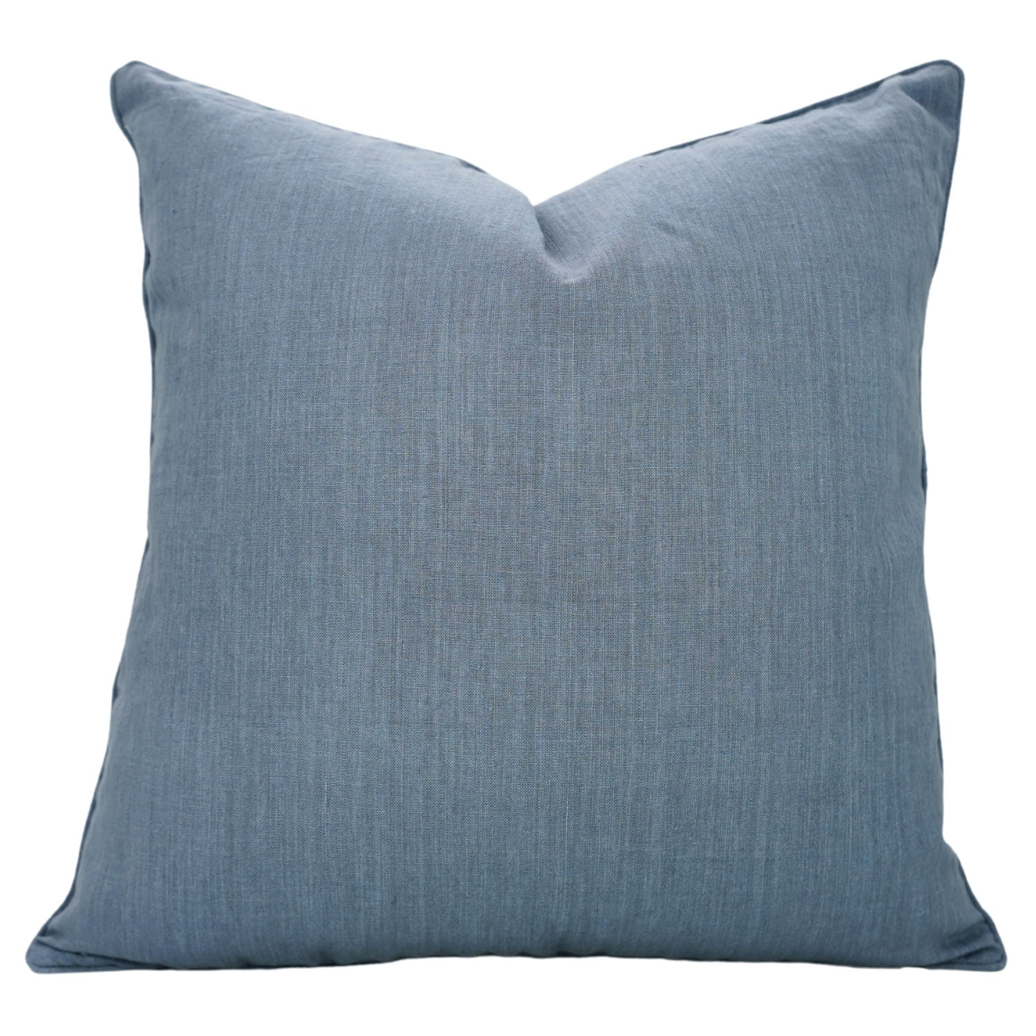 Denim blue solid color linen pillow cover, textured fabric cushion ...