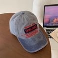 Denim color-block baseball cap, vintage style, oversized and deep, with ...