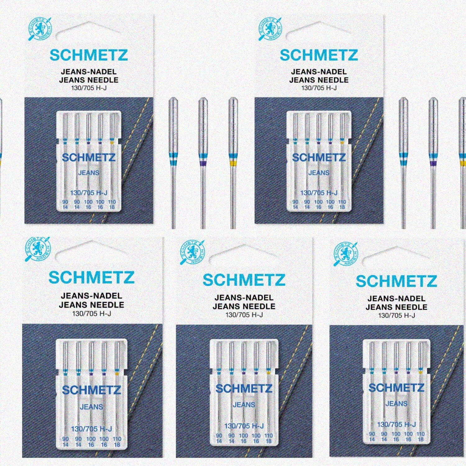 DenimPro Stitch Needles - Jean Sizes 14/90, 16/100, 18/110 (5-Pack ...