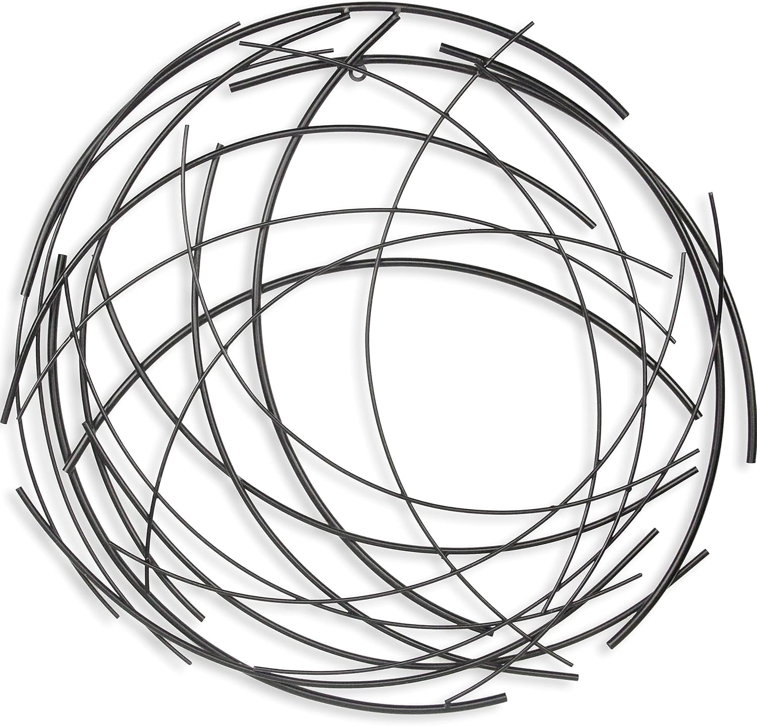 Denine Abstract Round Metal Wall Art - Handcrafted Modern 25" Black ...
