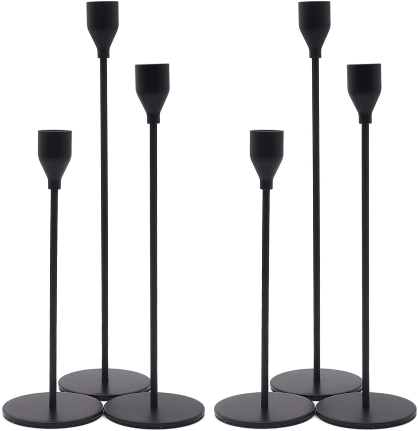Denique Candlestick Holders 2 Sets, 6 PCS Matte Black Taper Candle ...