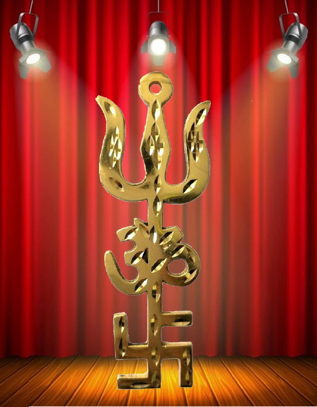 Denique Pure Brass Trishul Om Swastik Yantra Spiritual Wall Hanging ...