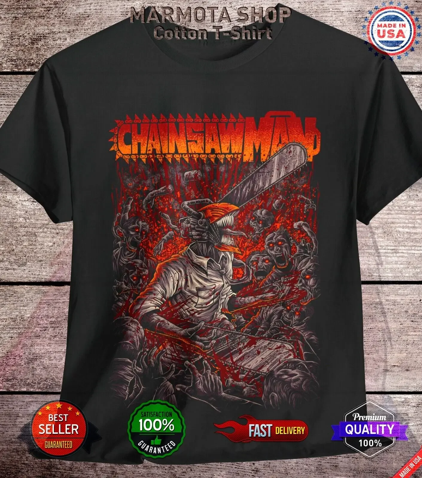 Denji Chainsaw Man Shirt Anime Tee T-Shirt Pochita Horror Manga Otaku ...