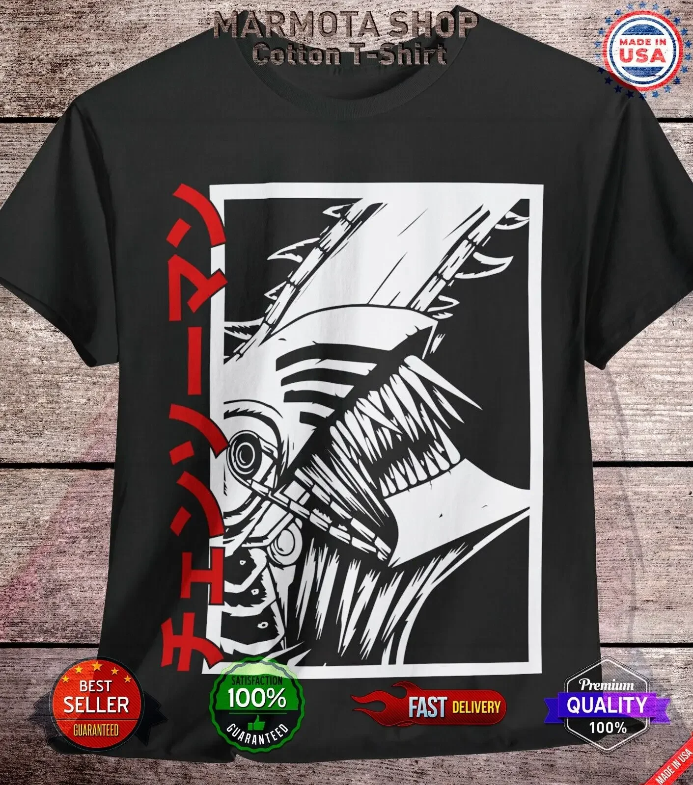 Denji Chainsaw Man Shirt Anime Tee T-Shirt Pochita Horror Manga Otaku ...