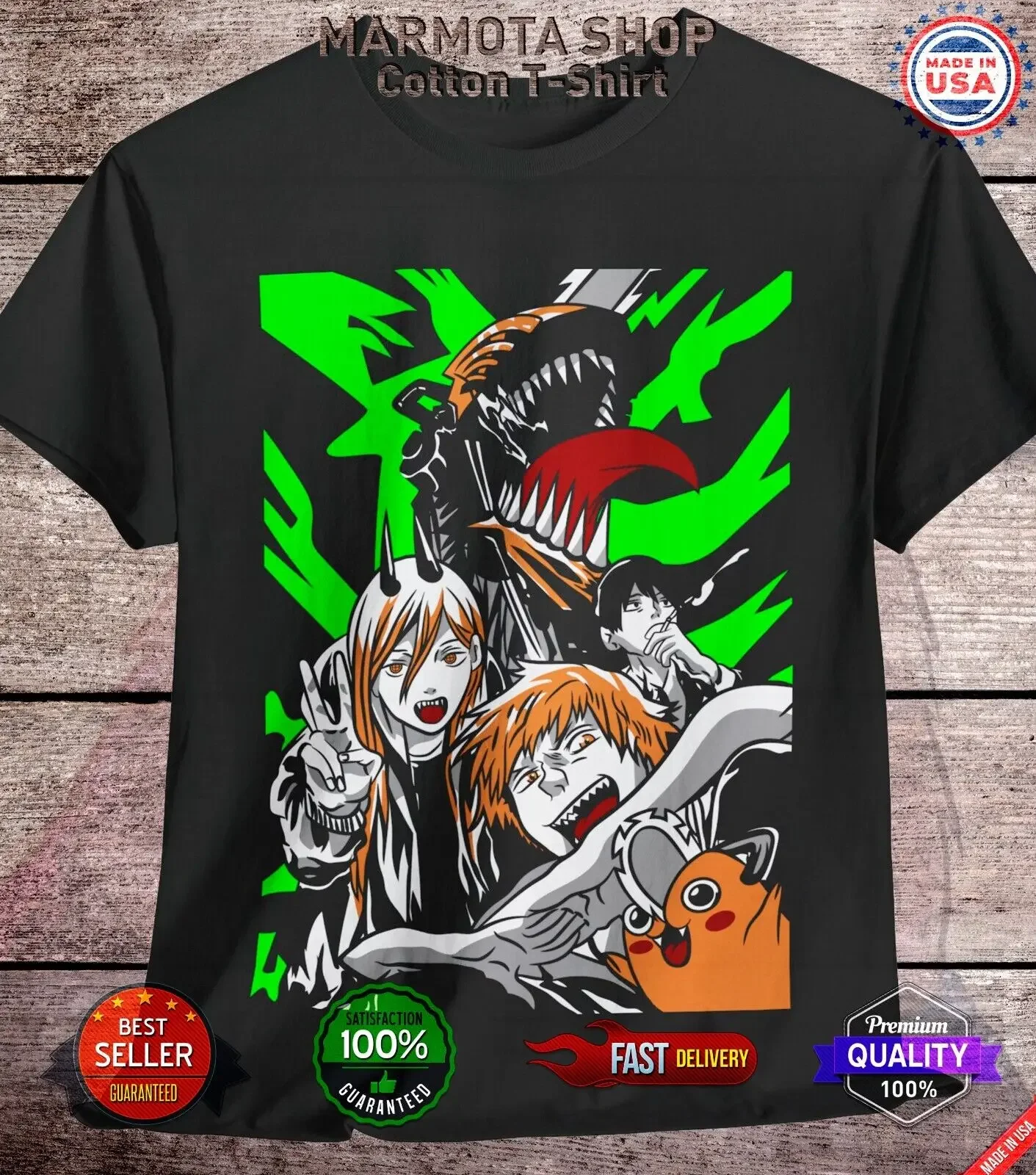 Denji Power Pochita Chainsaw Man Shirt Anime Tee T-Shirt Manga Otaku ...