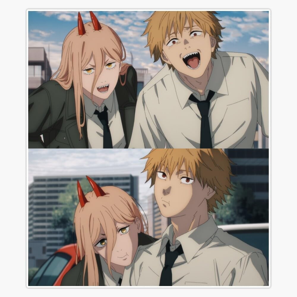 Denji and Power from Anime Chainsaw Man Sticker Vinyl Waterproof ...