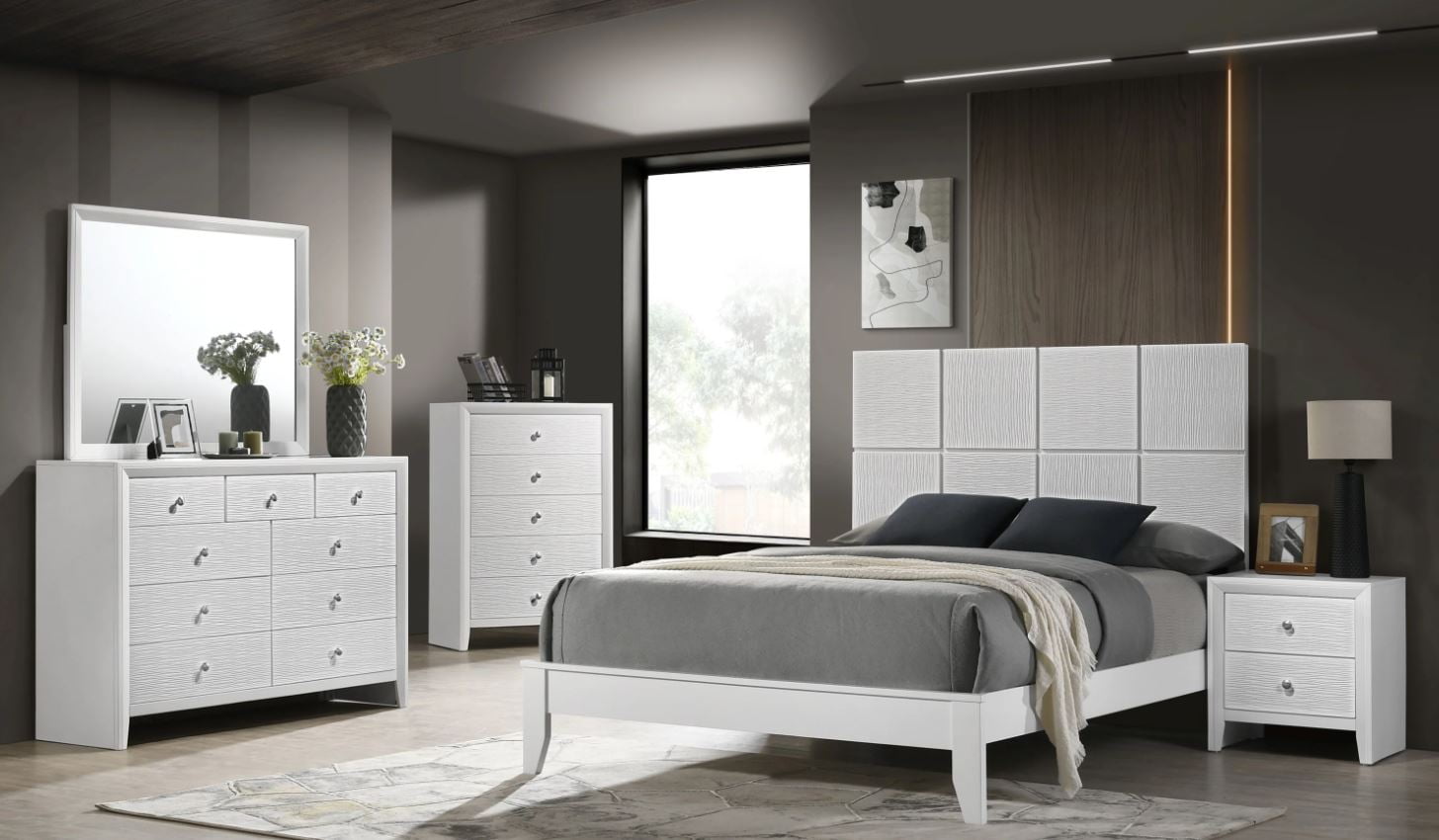 Denker Modern White Panel 5 Piece Queen Bedroom Set - Walmart.com
