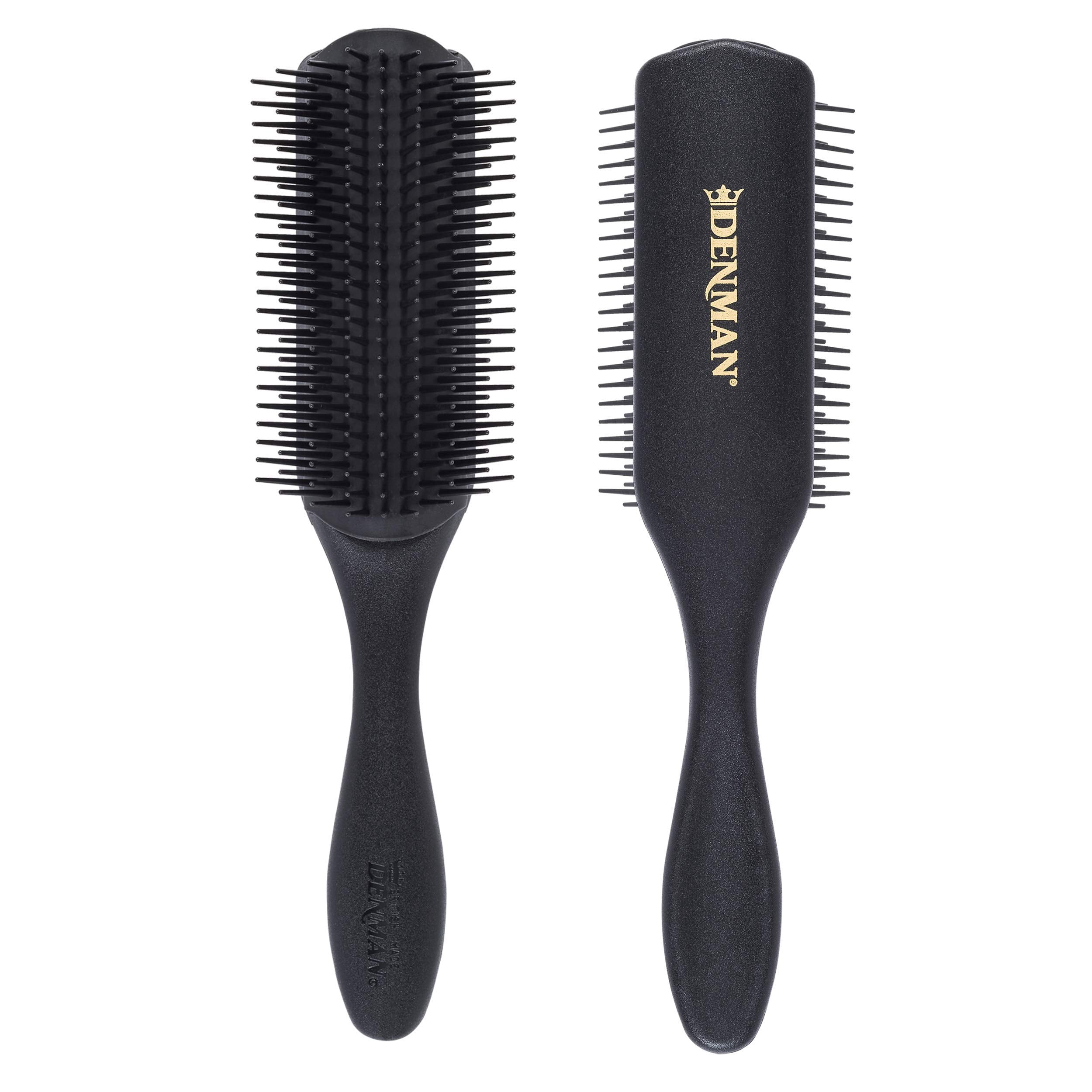 Denman Curly Hair Brush D4 (All Black) 9 Row Styling Brush for Styling ...